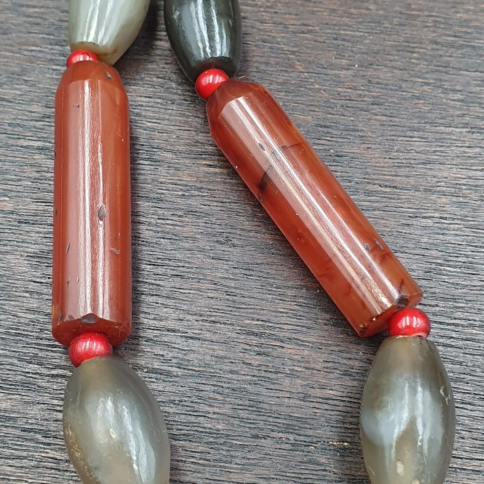 Amazing Antique gray Agate African Trade Red Agate Beads necklace | eBay