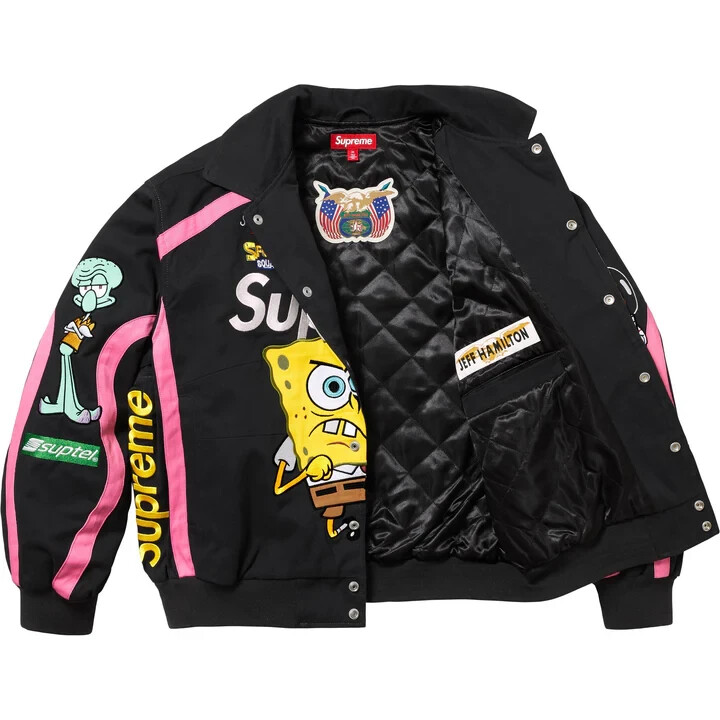 Supreme SpongeBob SquarePants Jeff Hamilton Racing Jacket Black | eBay