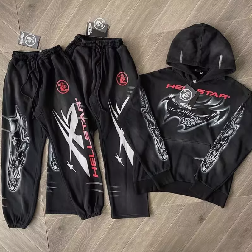 Hell Studios star Airbrushed Skull Skull Printed Hoodie Hell Studios star Airbrushed Skull Skull Printed Hoodie