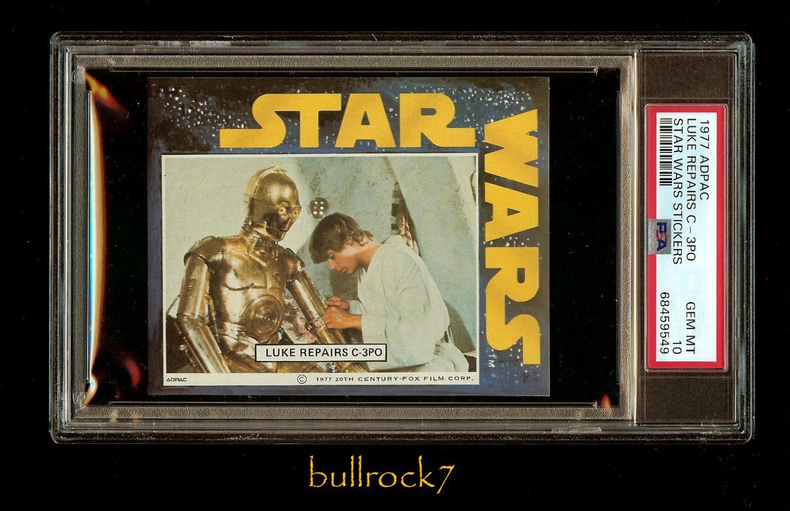 1977 Star Wars Adpac LUKE REPAIRS General Mills Cereal Sticker PSA 10 ...