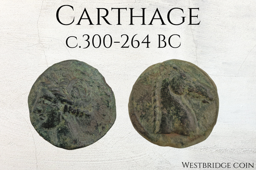Ancient Carthage Coin c. 300–264BC Tanit & Horse | First Punic War 18mm ...