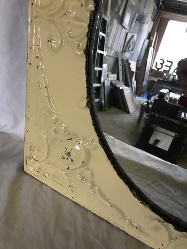 Decorative Salvaged Tin Ceiling 23" SQ. Butterscotch Metal Oval Mirror ...