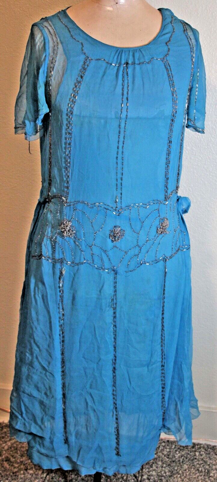 Authentic RARE 1920s Antique Chiffon Flapper Dress Ar… - Gem
