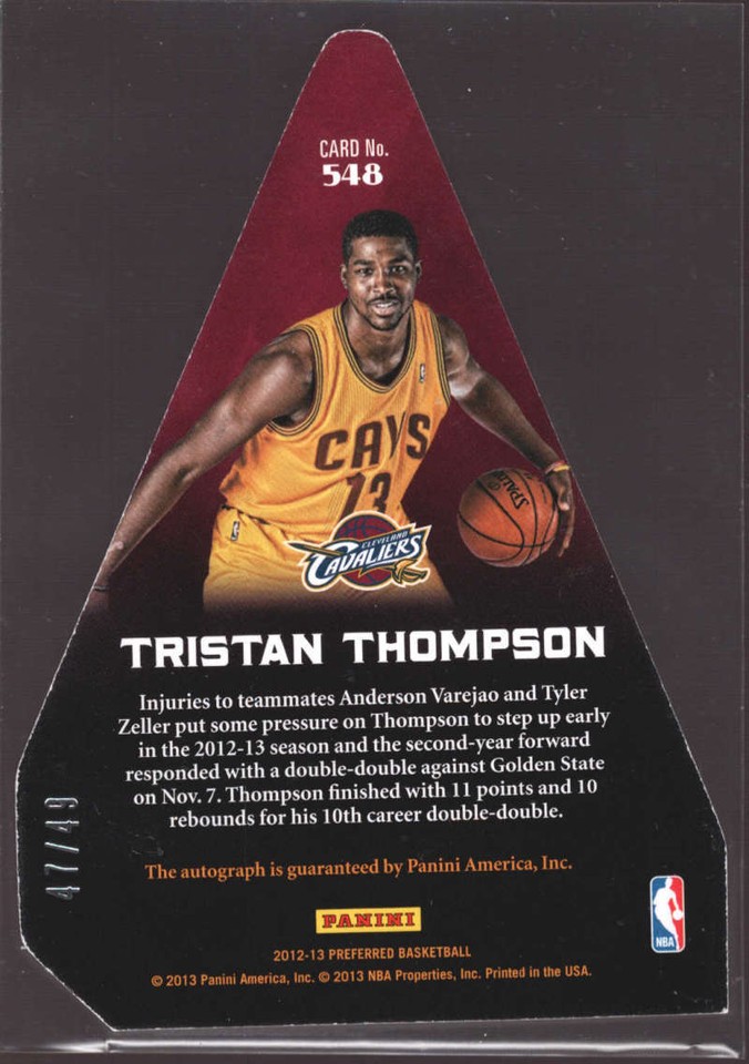 Tristan Thompson 2012-13 Panini Preferred Choice /49 SP Blue Rookies ...