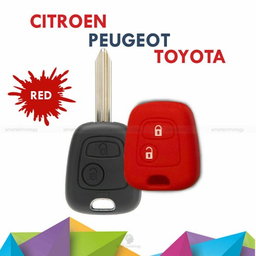 COUVERCLE CLES SILICONE ROUGE TELECOMMANDE 2 BOUTONS CITROEN C1 C2 C3 ...