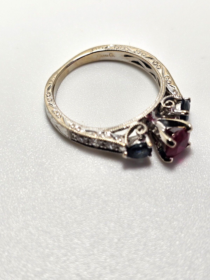 Vintage Look Ruby and Sapphire Ring Created in 14 karat White Gold | eBay