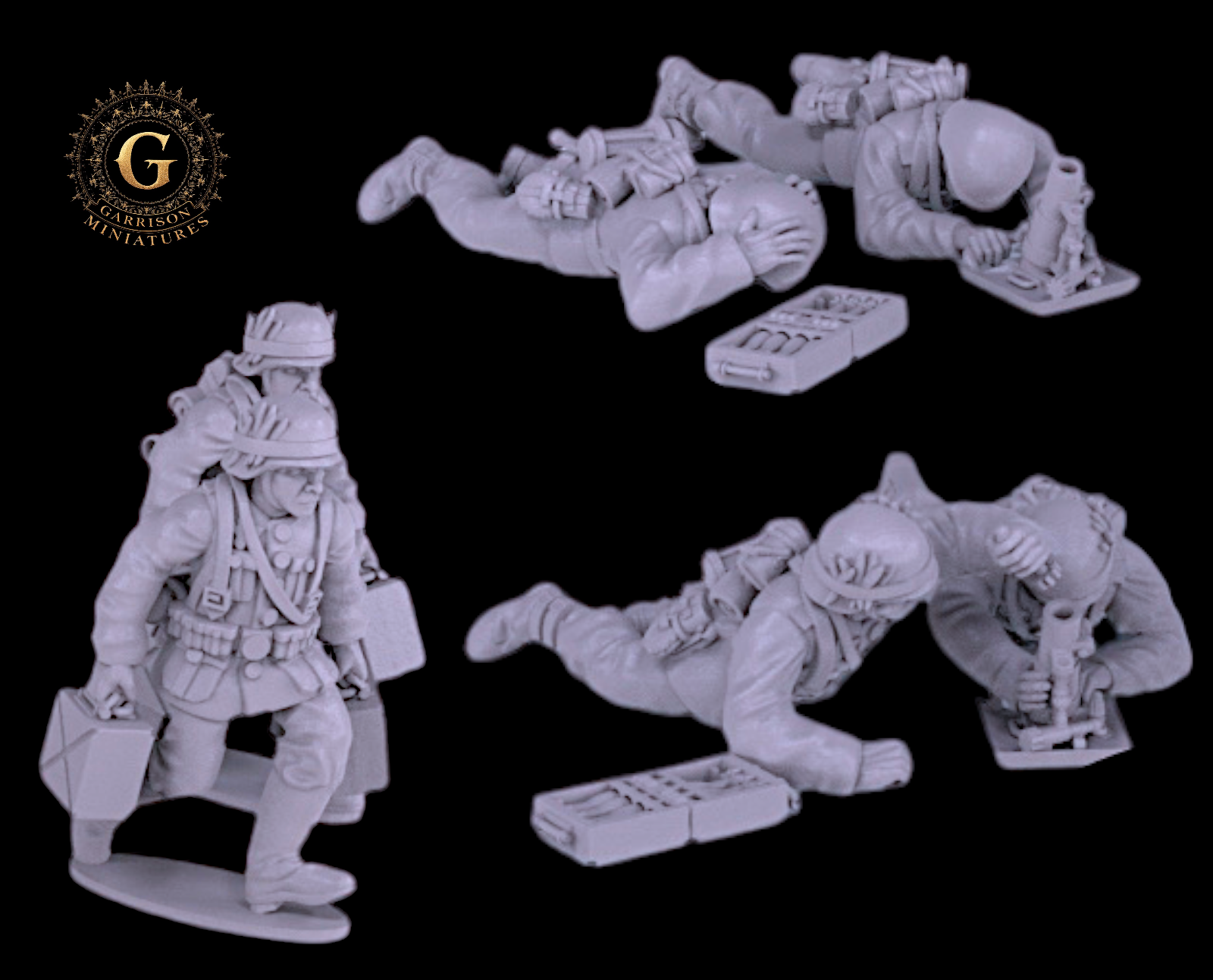 WW2 German Light Mortar Teams X6 Figures, 28mm 1/56 Wargames and ...