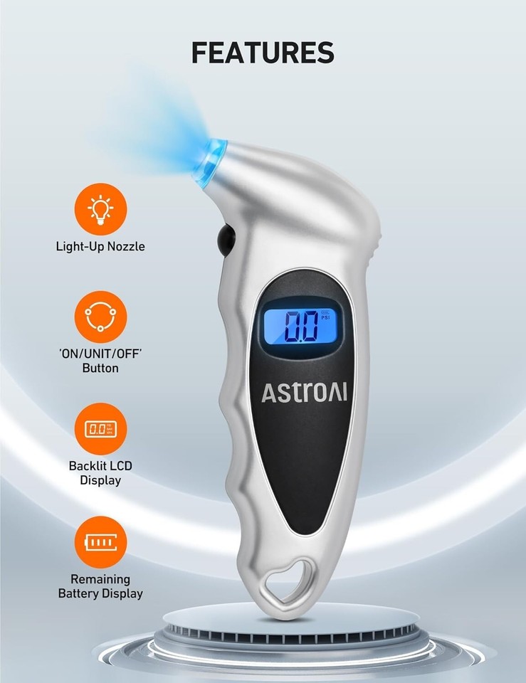 AstroAI Tire Pressure Gauge Digital 0-150PSI, 4 Units for Car Truck ...