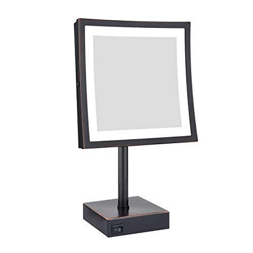Tabletop LED Lighted 5X Magnifying Square Makeup Mirror with Plug,8 5x ...