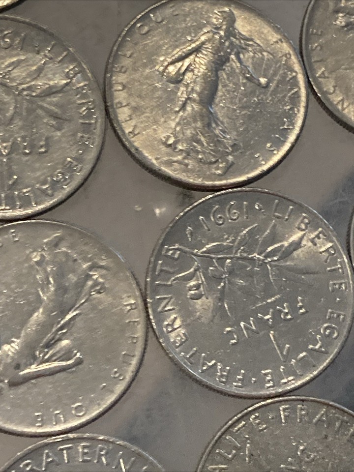 France Coin Lot - 1/2 One & 2 Franc Coins - PURE NICKEL!! Actual Coins ...