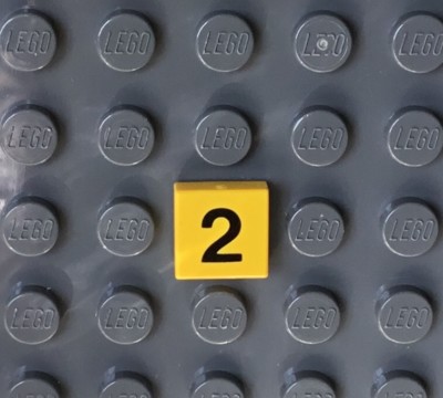 Lego Yellow TILE 1x1 With Number 2 Pattern Decorated Classic Town 7735 ...