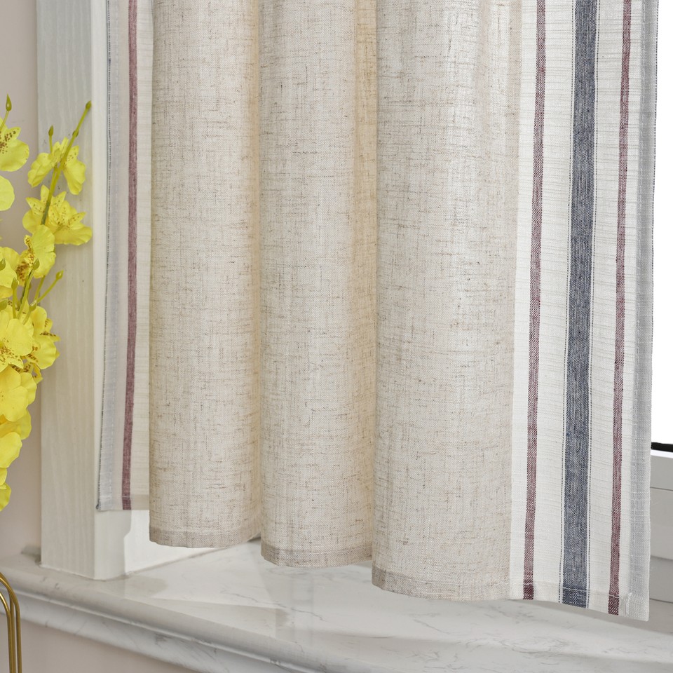 2X Short Curtains Cafe Kitchen Small Flax Net Curtain Valance Window ...
