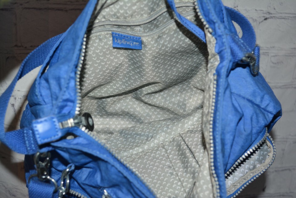 Kipling purse Crossbody Bag PRETTY BLUE WITH APE AND SO MANY POCKETS | eBay