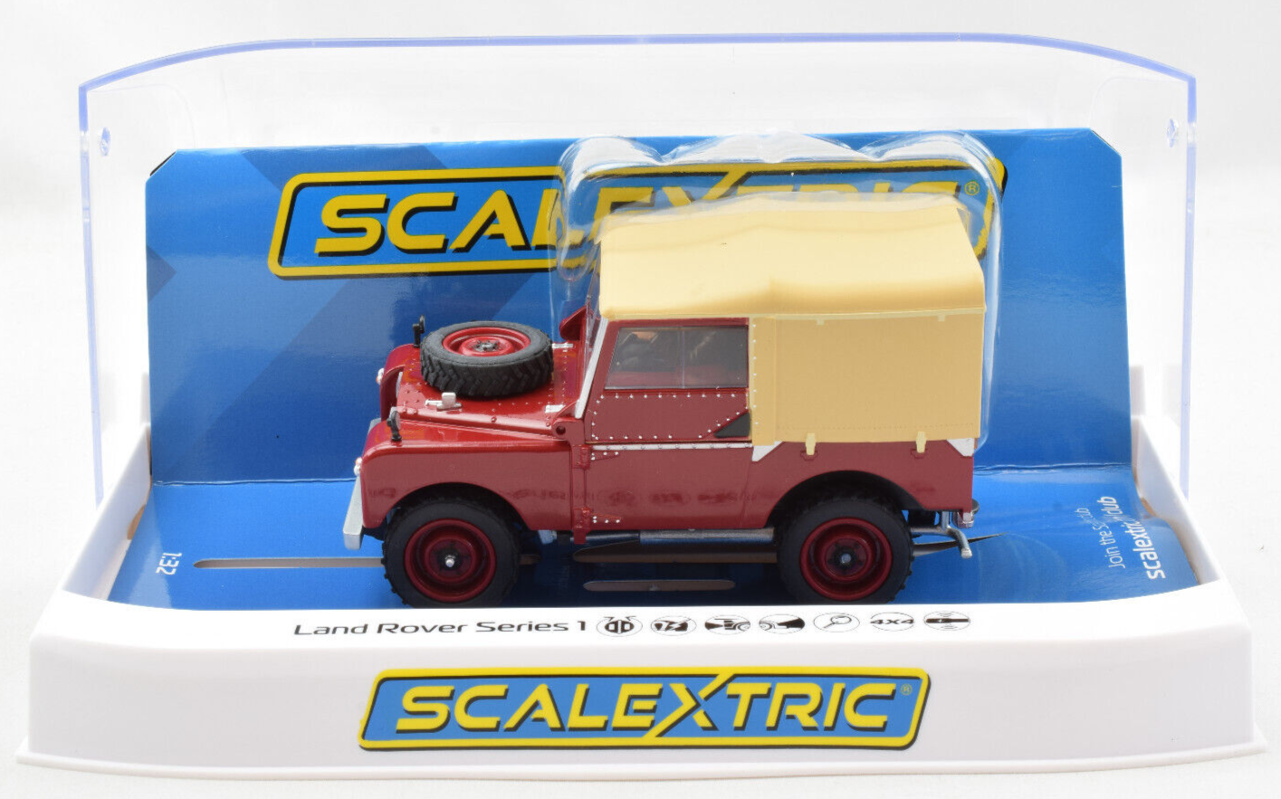 Scalextric Red Land Rover Series 1 4x4 W/ Lights 1/32 Scale Slot Car ...