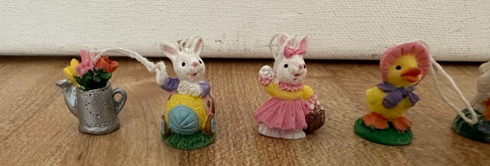 11 Miniature Mini Easter Ornaments Bunny Chicks Eggs Resin Polystone | eBay