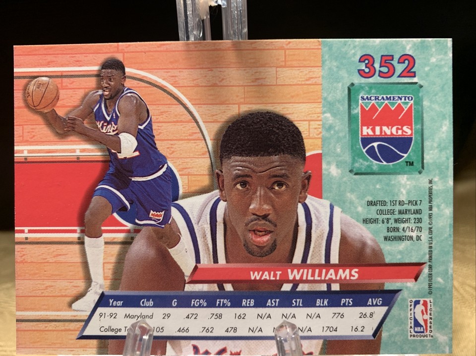 Walt Williams Rookie Card #352 Fleer Ultra 1992-1993 Sacramento Kings ...