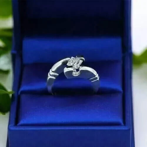 Unique 2Ct Princess Cut Moissanite Flush Set Solitaire Ring 925 ...