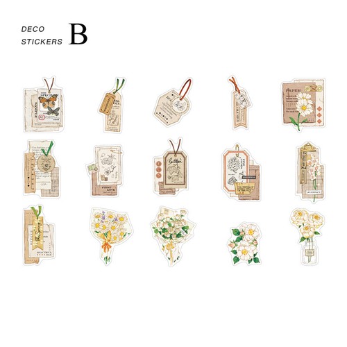 Retro vintage paper stickers flower scrapbooking sticker set paper ...