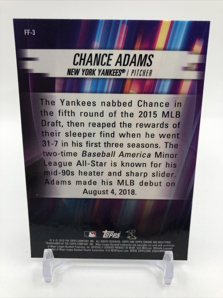 2019 Topps Chrome Freshman Flash Chance Adams #FF-3 Rookie Card Yankees ...