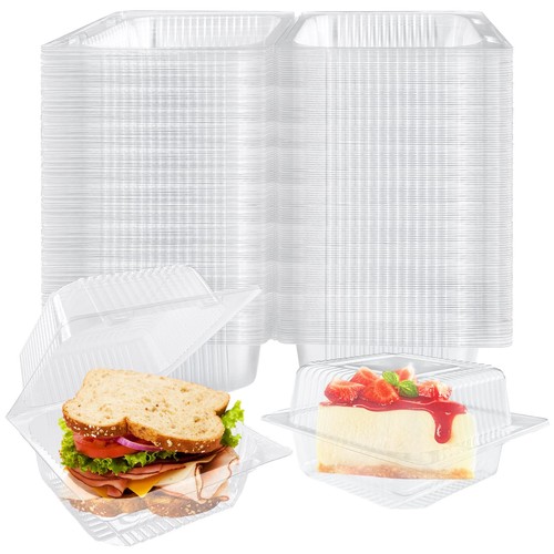 200 Pcs Clear Plastic Take out Containers,Disposable Fancy Hinged Top ...