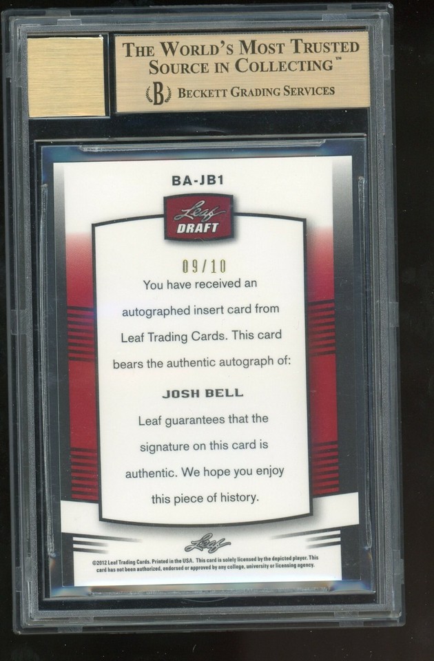 Josh Bell Auto Rookie Green 2012 Leaf Metal Draft Serial #d 9/10 BGS 9. ...