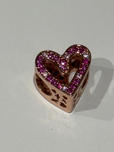 HEART RED & PINK ROSE GOLD 925 Sterling Silver Pandora Charm NEW ...