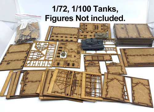 Huge Lot 15mm 20mm 1/72 1/100 Scale MDF War Game WWII Tutor Buildings ...