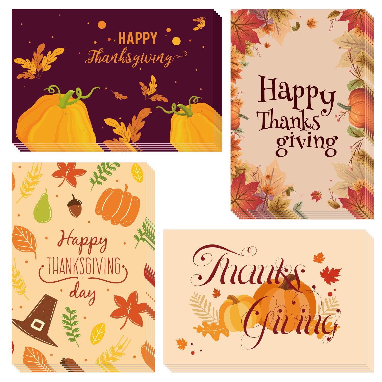 Holiday Greeting Cards Set Note Cards Thanksgiving Greeting Cards Thank ...