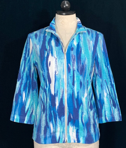 Turquoise Top Weekend by Chico's Full Zip cotton Knit sz 0 Small woman ...