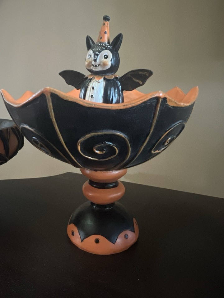 Transpac Spooky Bat Tree Owl Resin Bowl Candy Dish Set Halloween ...