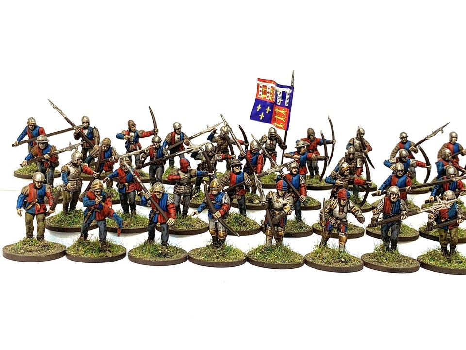 WAR OF ROSES YORKIST INFANTRY ARMY 40 28mm painted historical Wargames ...