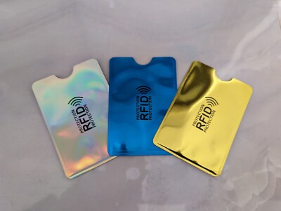 6 Pcs RFID Card Gold, Silver Iridescent, Silver, Blue & Black Sleeves ...