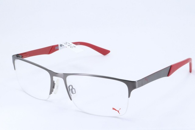 Puma PE00130 Gunmetal Browline Unisex Semi Rimless 56-17-140 Eyeglasses ...