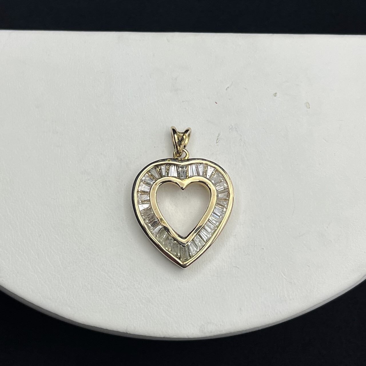 Large Modern Gold Plated Open Heart Baguette Zirconia… - Gem