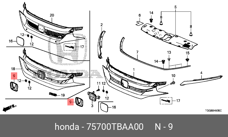 Genuine OE Emblem Name Plate Plastic 75700TBAA00 for Honda 75700-TBAA00 ...