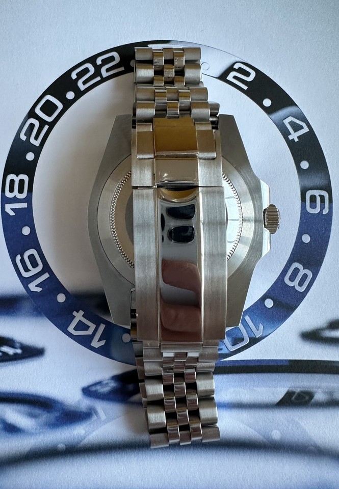 seiko nh35 JP custom watch 40mm automatic watch black & blue ceramic ...