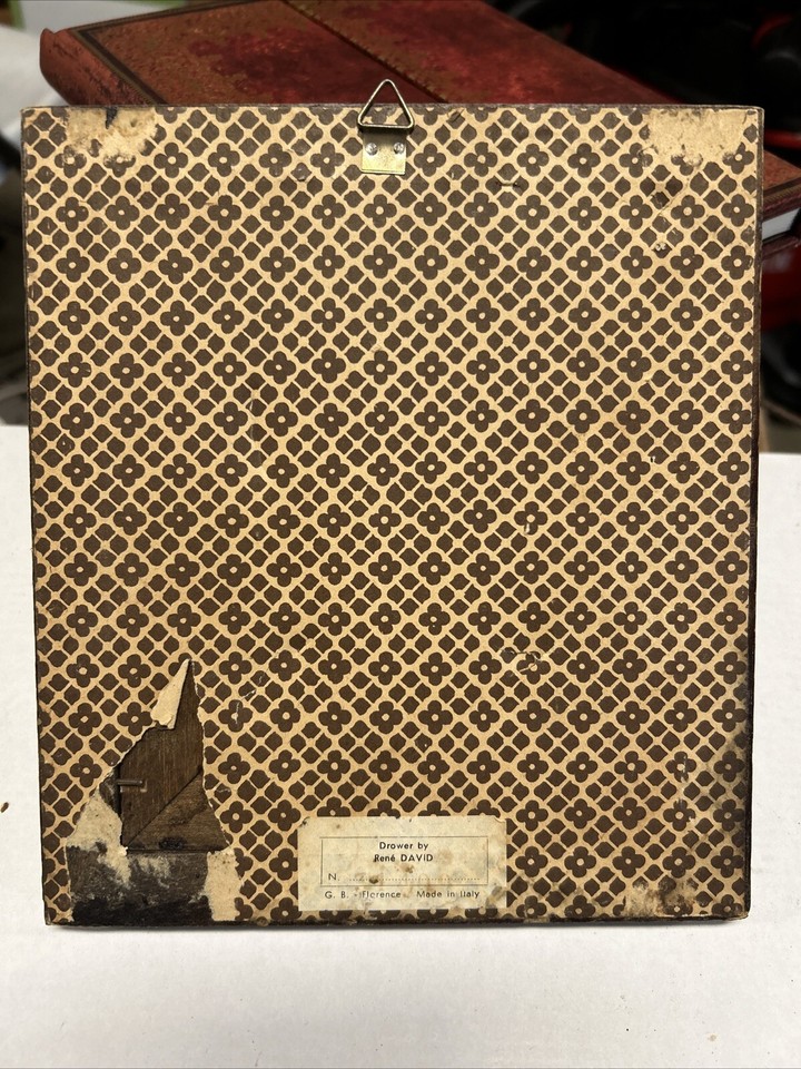 Rectangle Framed Vintage Drawing Of Young Girl Printed On Silk By Rene ...