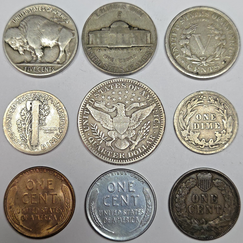 Old Obsolete US Coin Collection With 4 Silver & Uncirculated 9 Coin Set ...