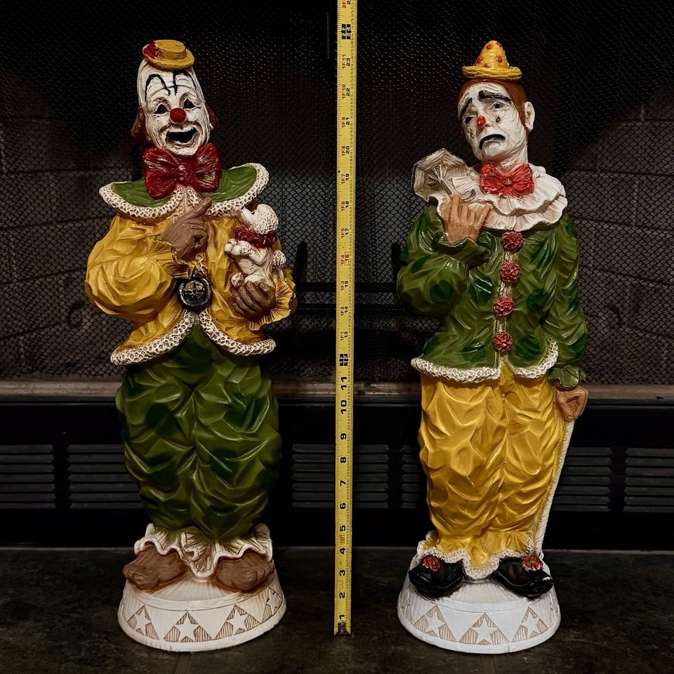 Vintage 1966 Universal Statuary 24” Clown Pair – Happy And Sad Faces | eBay