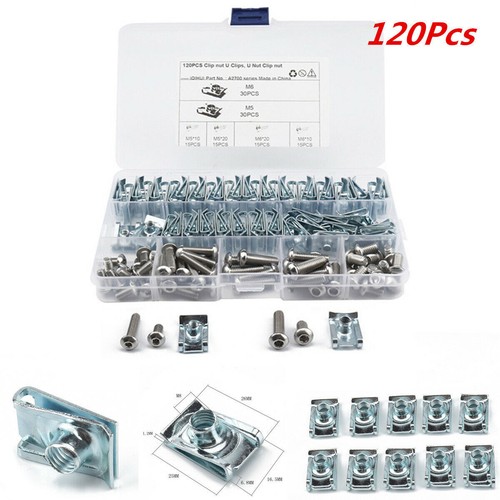 120PC Stainless Steel Fairing Bodywork Panel U Clips U Nut Speed ...