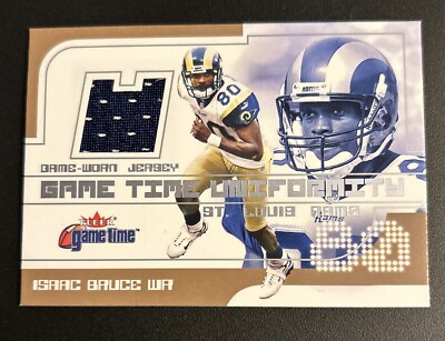ISAAC BRUCE 2001 Fleer Football Game Time Uniformity St. Louis Rams HOF ...