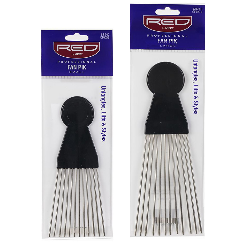 RED BY KISS PROFESSIONAL AFRO FAN PIK SMALL/LARGE UNTANGLES, LIFTS ...