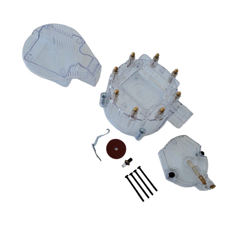 Chevy GM Clear HEI Large Distributor Cap Rotor Kit SBC BBC 305 327 350 ...