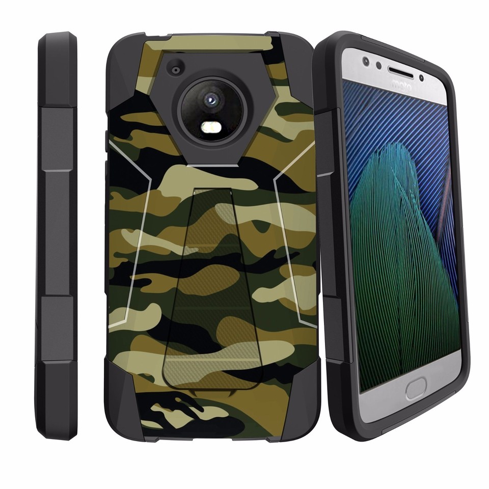 Rugged Dual Layered Case w/Kickstand Cover for Motorola Moto E4 (2017 ...