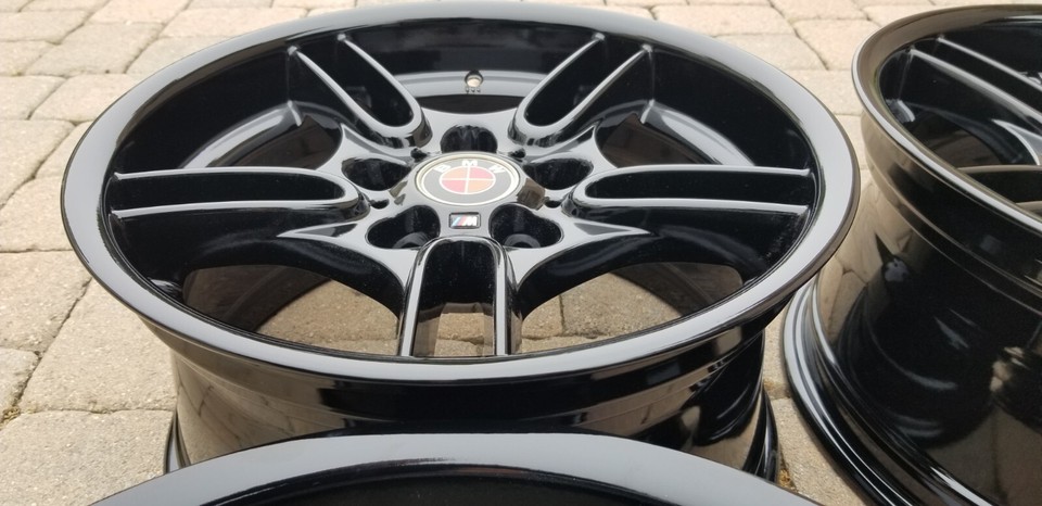 BMW E24 E28 M5 E39 OEM MPar 17" Staggered Style 66M Gloss Black Wheels ...