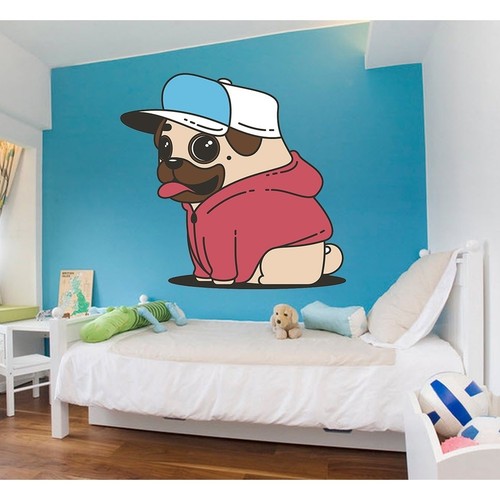 Cartoon Pug Decal, Cartoon Pug Sticker, Cartoon Pug Wall | eBay