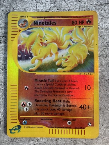 Vintage Pokemon Card TCG 2002 Aquapolis Ninetales 25/147 Reverse Holo Rare LP | eBay