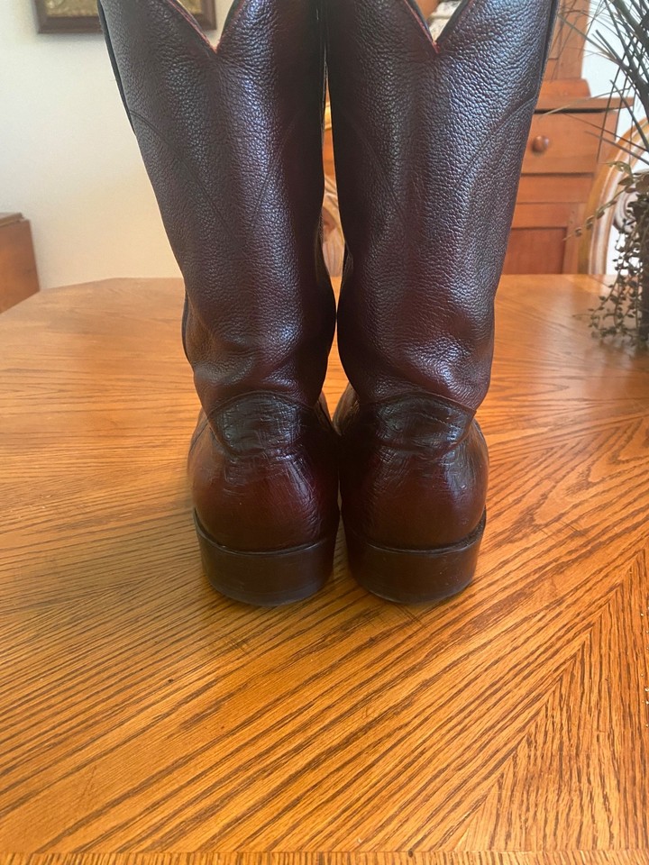 Men's Dan Post Smooth Ostrich, Black Cherry Roper boots, size 12EW ...