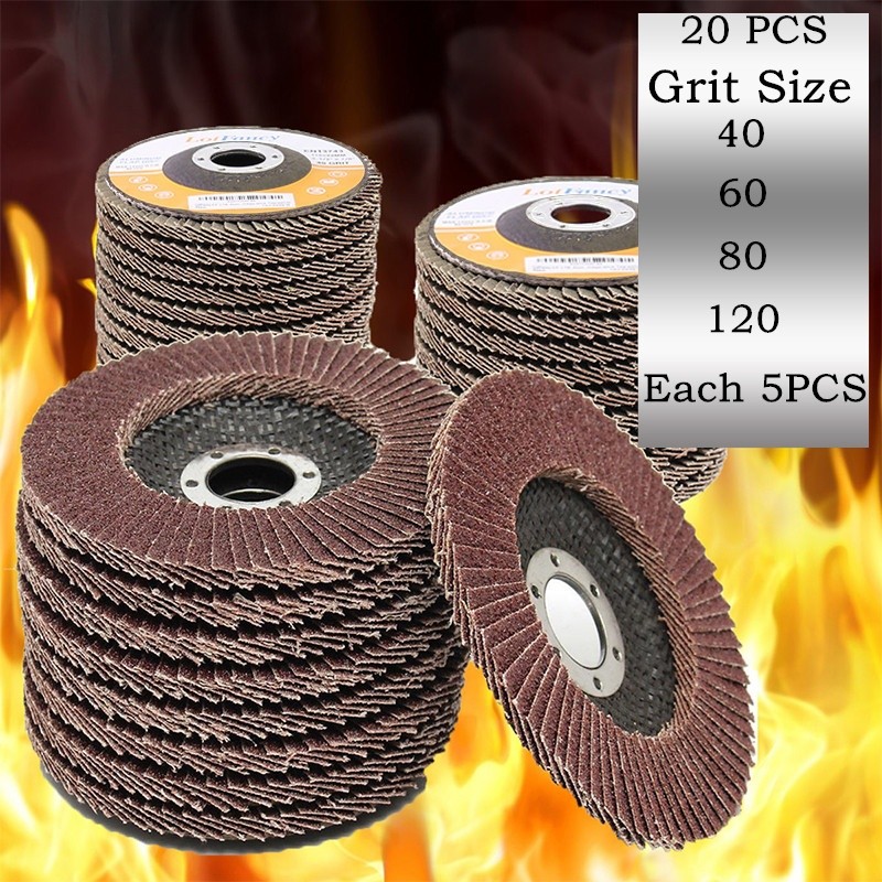 4 1/2'' 4.5'' 40 60 80 120 Grit Flap Sanding Discs Pad Grinding Wheel ...