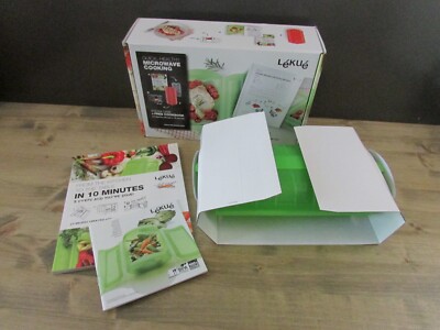 Lekue Green Steam Case Microwave Cooker + Tray Insert & Cookbook - 1-2 ...